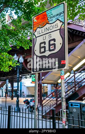 The Route 66 Sign, Chicago, Illinois, USA Stock Photo - Alamy