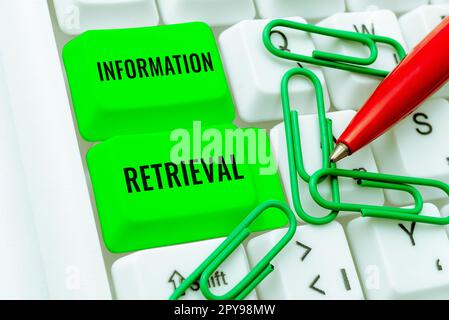 Hand writing sign Information Retrieval. Business overview A place ...