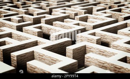 Labyrinth with stone walls. DOF effect. 3D illustration Stock Photo - Alamy