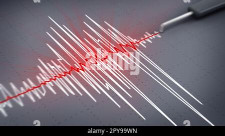 Seismic activity graph showing an earthquake. 3D illustration Stock ...