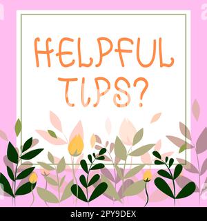Text caption presenting Helpful Tips. Business showcase advices given ...