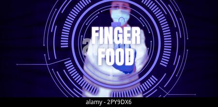 Text showing inspiration Finger Food. Business showcase products and ...