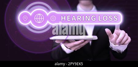 Sign displaying Hearing Loss. Word Written on is partial or total ...