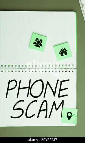 Sign displaying Phone Scam. Business concept getting unwanted calls to ...