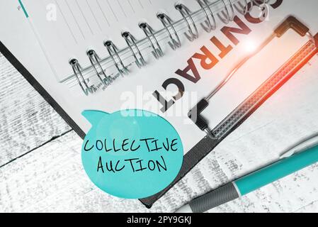 Hand writing sign Collective Auction. Business idea Gathering and ...