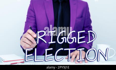Hand writing sign Rigged Election. Business approach Manage drilling ...