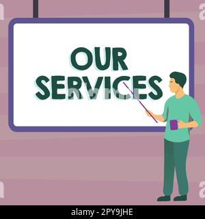 Text sign showing Our Services. Business concept The occupation or ...