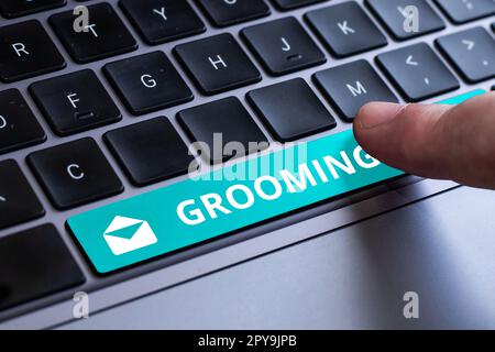 Hand writing sign Grooming, Business concept hygienic care and ...