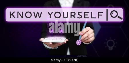 Writing displaying text Know Yourself. Concept meaning Find You ...