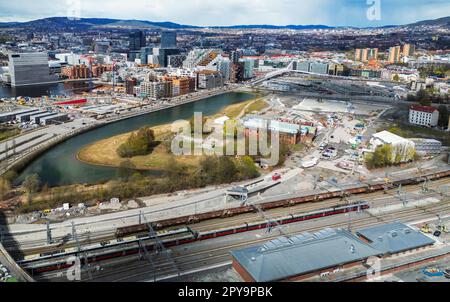 Oslo 20230502.Drone images of the Medieval Park with Barcode in the ...