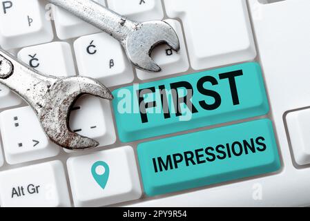 Writing displaying text First Impressions, Business idea What a person ...