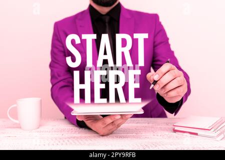 Conceptual caption Here We Go. Business approach Be on the way of doing ...