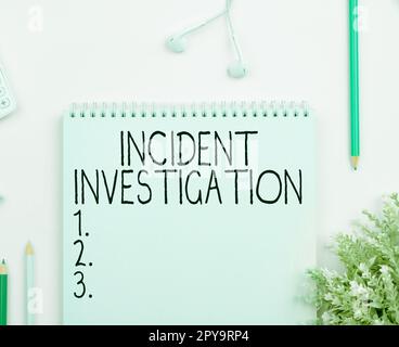 Text showing inspiration Incident Investigation, Business idea responsible for the integrity of ...