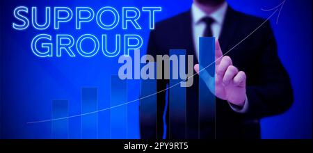 Handwriting text Support Group. Business showcase number of people ...