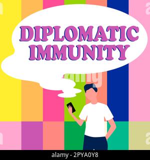 Sign displaying Diplomatic Immunity. Business idea law that gives ...
