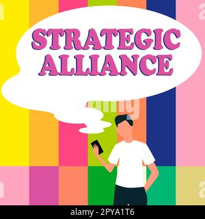 Hand writing sign Strategic Alliance. Business overview a bond between ...