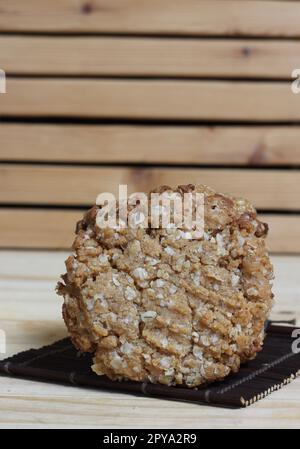 Oatmeal Peanut Butter Cookies With Almond Milk in Rustic Kitchen on ...