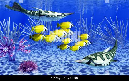 Pteraspis was a primitive jawless fish that lived in the oceans of the ...