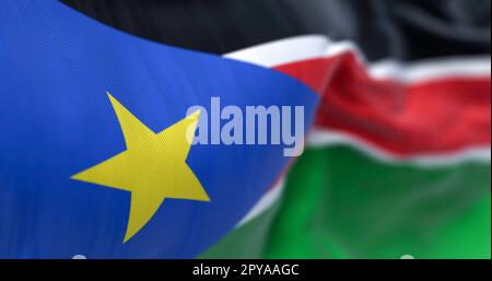 South Sudan, Juba - national flag pinned on political map - 3D ...