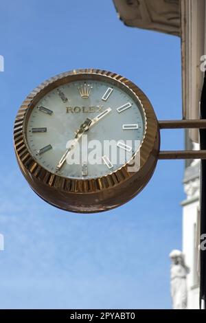 Rolex clock on a building in Prague Stock Photo - Alamy