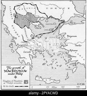 Philip II of Macedon (382-336 BC) father of Alexander the Great. Statue ...