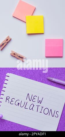 Text sign showing New Regulations. Business photo showcasing rules made ...