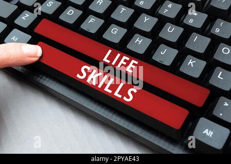 Hand writing sign Life Skills. Conceptual photo that is necessary or ...