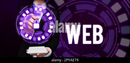 Text sign showing Web. Concept meaning a system of Internet servers ...