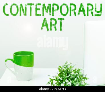 Hand writing sign Contemporary Art. Business showcase made today by ...