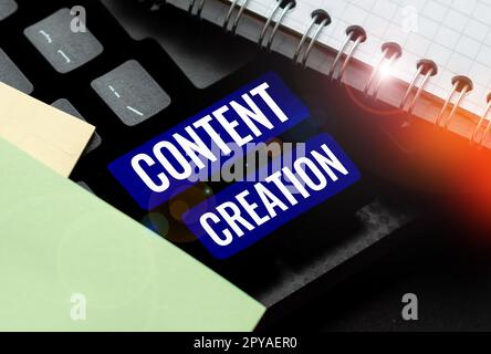 Conceptual caption Content Creation. Business showcase contribution of ...