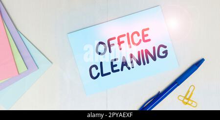 Sign displaying Office Cleaning. Word for the action or process of ...