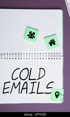 Conceptual caption Cold Emails, Concept meaning unsolicited email sent ...