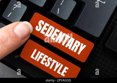 Text caption presenting Sedentary Lifestyle. Internet Concept ways and ...