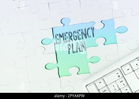 Sign displaying Emergency Plan. Business idea Procedures for response ...