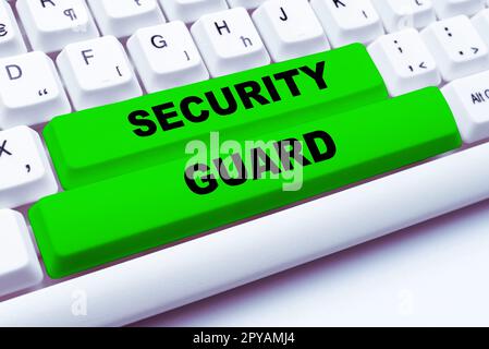 Handwriting text Security Guard. Business concept tools used to manage ...