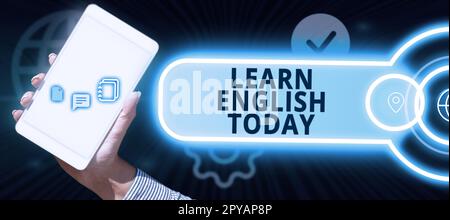 Text caption presenting Learn English Today. Internet Concept gain or ...