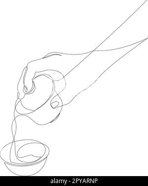 Chinese tea serving continuous one line drawing, pouring from gaiwan in ...