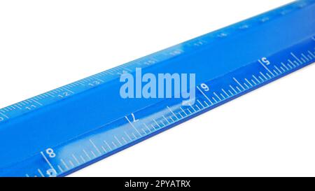 One blue plastic ruler isolated on white Stock Photo - Alamy