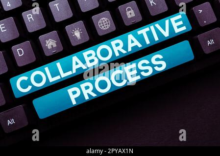 Hand writing sign Collaborative Process. Word Written on people and ...