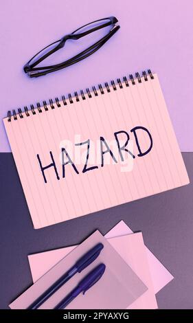 Text showing inspiration Hazard. Business showcase account or statement ...