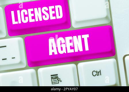 Hand writing sign Licensed Agent, Word Written on Authorized and ...