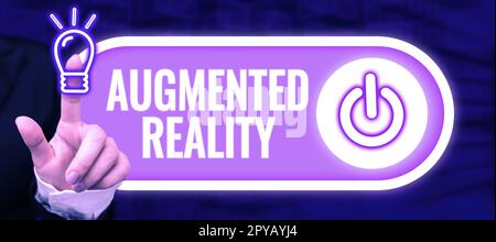 Writing displaying text Augmented Reality, Business overview technology ...