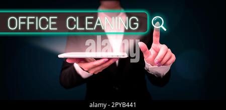 Conceptual caption Office Cleaning, Internet Concept the action or ...