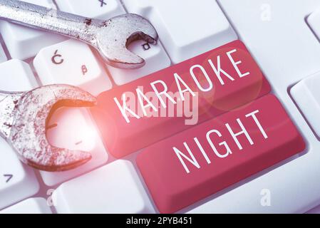 Sign displaying Karaoke Night. Business showcase Entertainment singing ...
