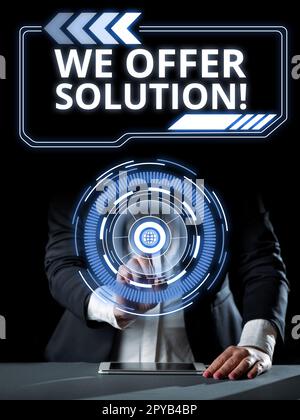 Writing displaying text We Offer Solution. Conceptual photo give means ...