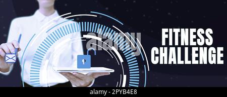 Text caption presenting Fitness Challenge. Business overview condition ...
