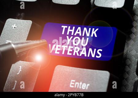 Handwriting text Thank You Veterans. Concept meaning Expression of ...
