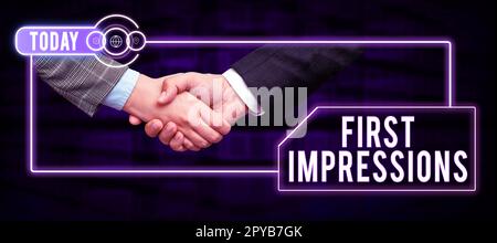 Text showing inspiration First Impressions. Conceptual photo events ...