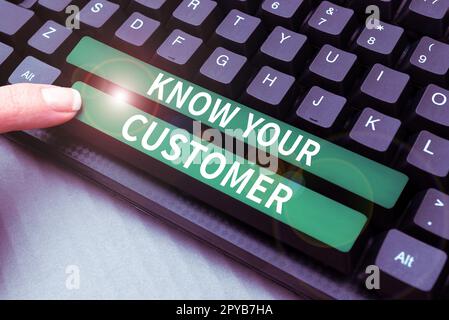 Text sign showing Know Your Customer, Conceptual photo Marketing ...