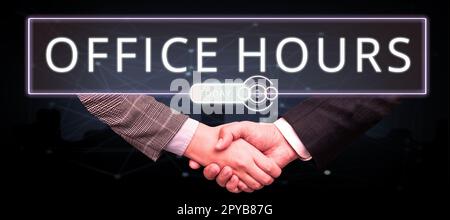Hand writing sign Office Hours. Internet Concept The hours which ...
